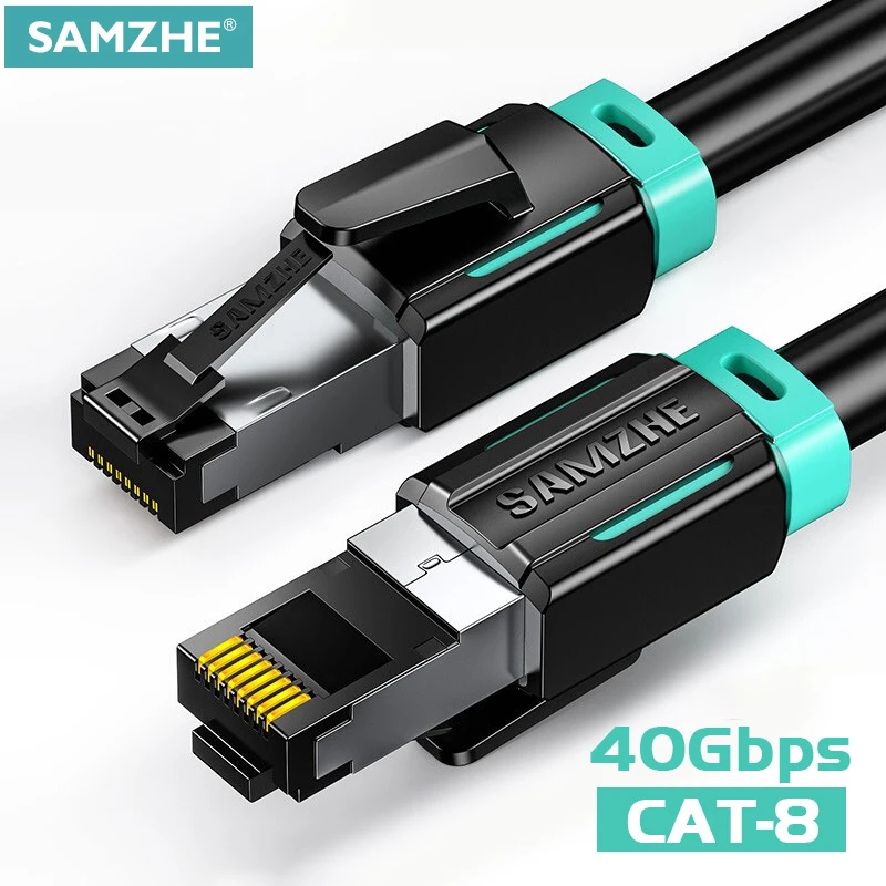 SAMZHE Cable Ethernet Cat8 SSTP de alta velocidad, conector Lan Cat 8 ...