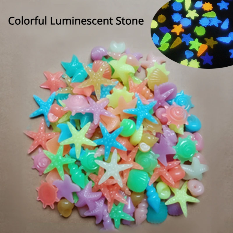 50pcs-Luminous-Stones-Colorful-Shells-Starfish-Conch-Shaped-Luminescent ...