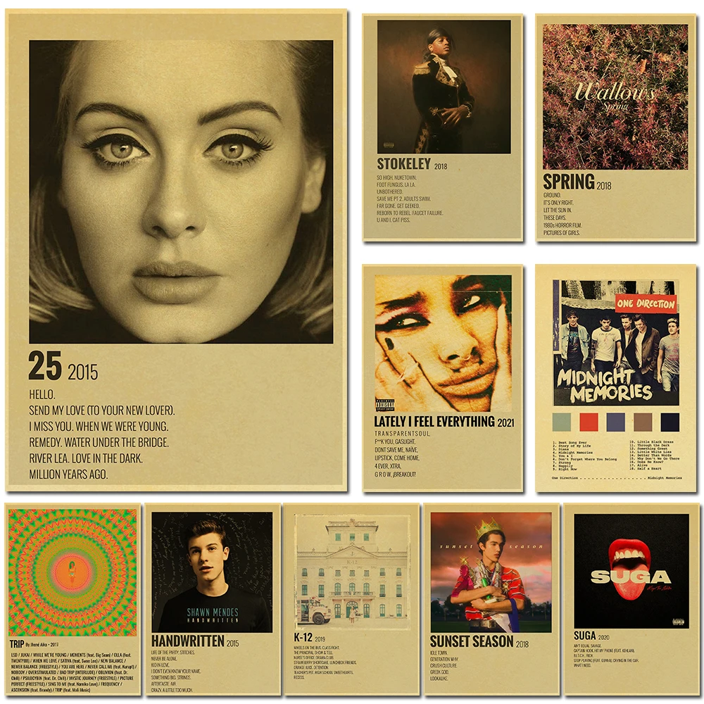 Music-Singer-Album-Cover-Retro-Poster-Vintage-Art-Prints-Kraft-Paper ...