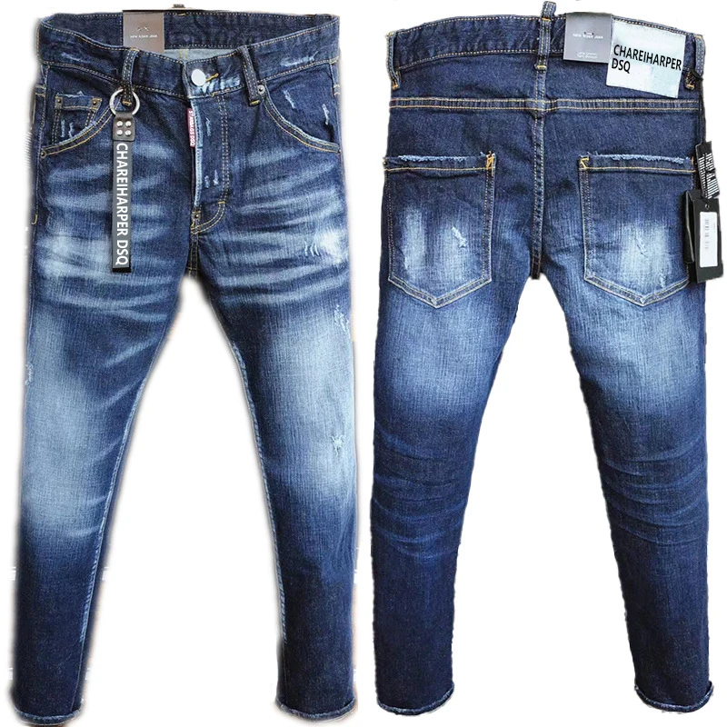 Chareiharper-DSQ-9811-Men-s-Jeans-Straight-Fit-Elastic-Cotton-Blue ...