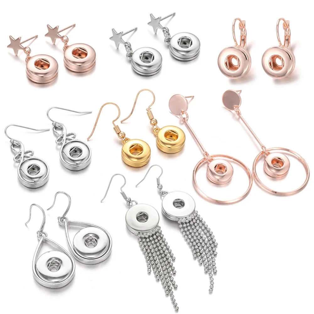 New-12mm-Snap-Jewelry-Earrings-Metal-12mm-Snap-Button-Earrings-Eardrop ...