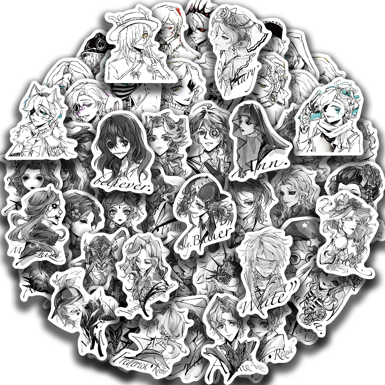 62PCS-Cute-Black-and-White-Fifth-Personality-Sticker-Aesthetic-Ins ...