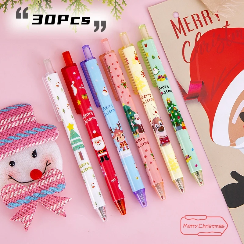 30Pcs-Lot-Cute-Christmas-Gel-Pens-Cartoon-Santa-Claus-Tree-Snowmen-Elk ...