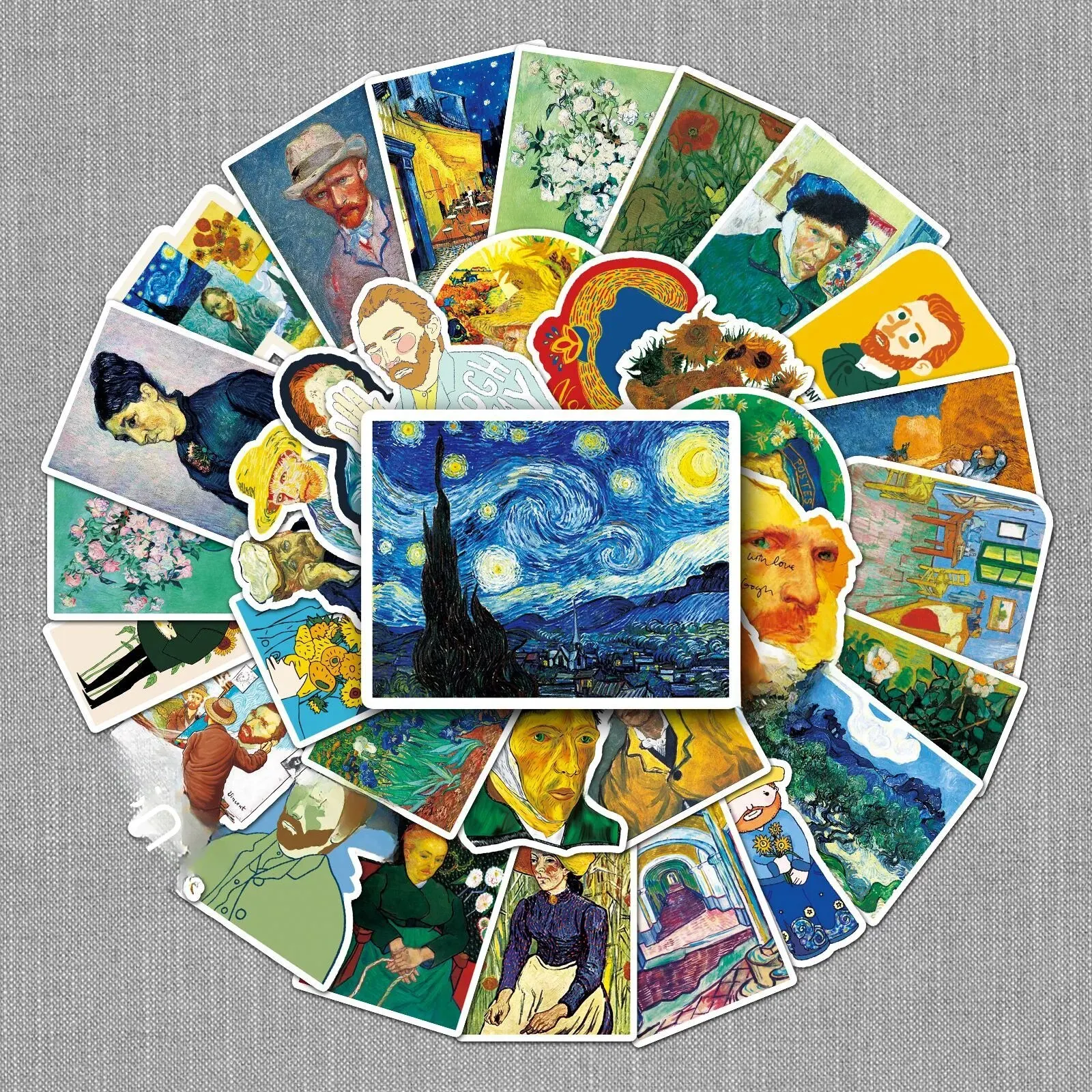 Pegatinas-de-dibujo-de-Van-Gogh-50-piezas-funda-art-stica-para-tel-fono ...