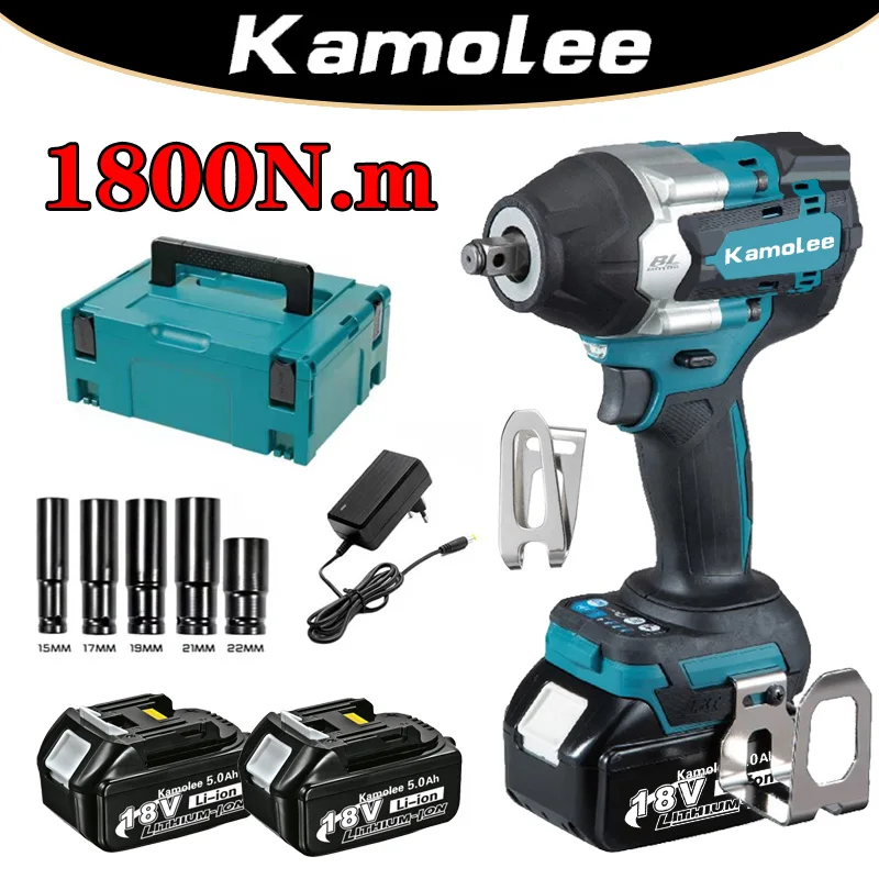 Kamolee 트럭 타이어 열 수 있는 도구 DTW700 1800N.m 하이 토크 전기 임팩트 렌치, 1/2 인치, 마키타 ...