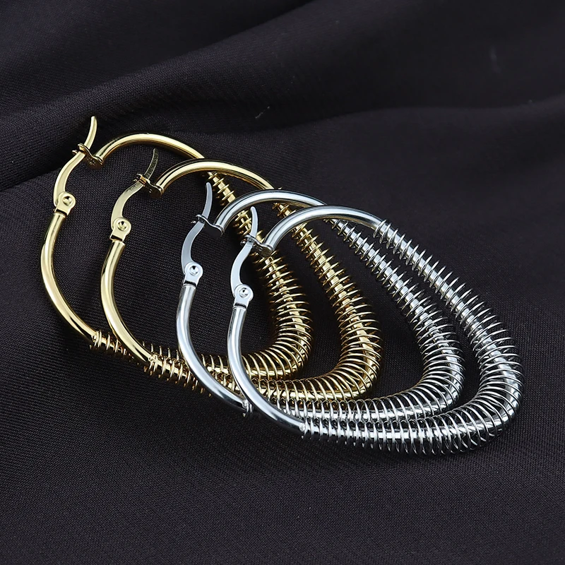 Korea-Stainless-Steel-Hoop-Earrings-For-Women-Statement-Round-Circle ...