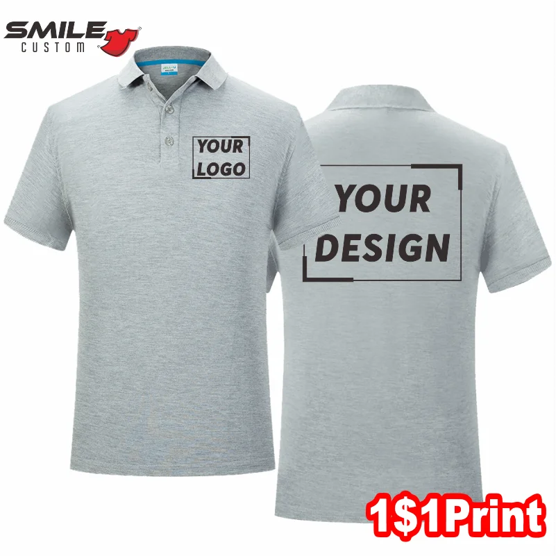 Summer 100% Cotton Lapel Polo Custom Print Logo Casual Men's And Women ...