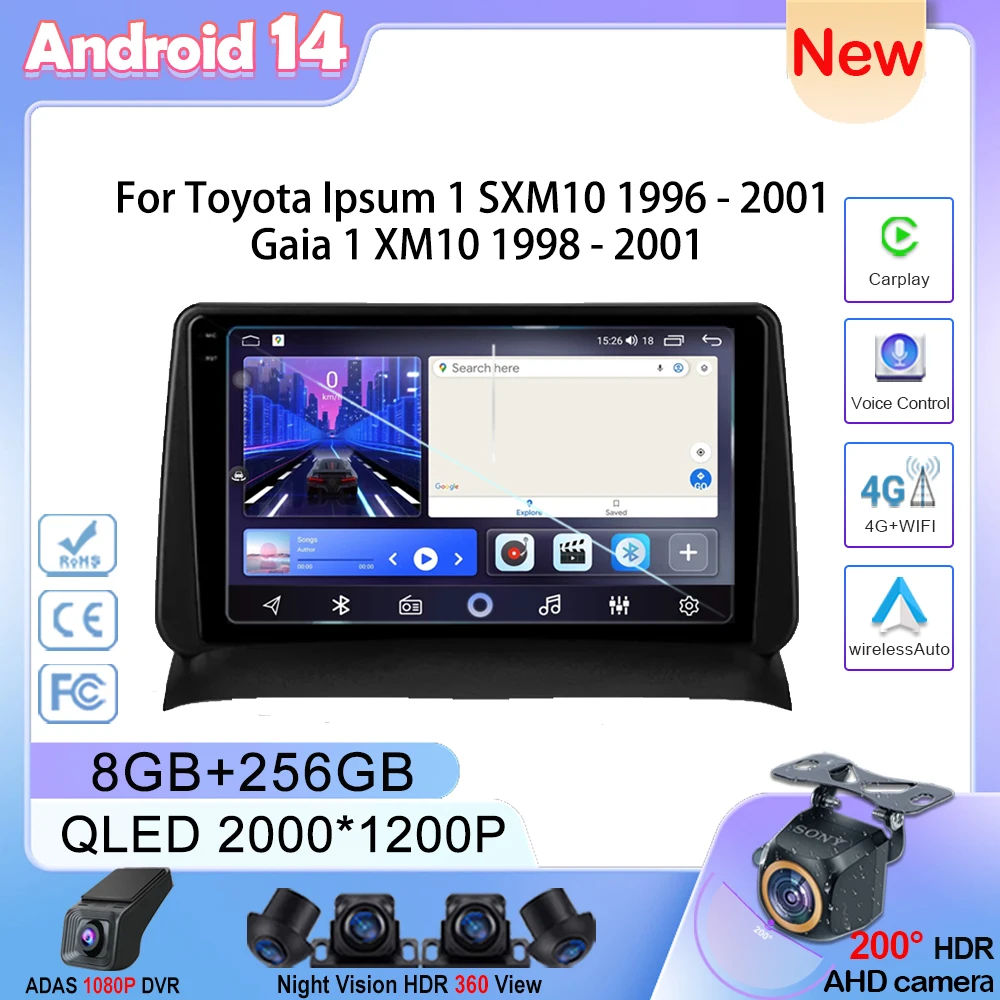 Android 14 For Toyota Ipsum 1 SXM10 1996 - 2001 Gaia 1 XM10 1998 - 2001 ...