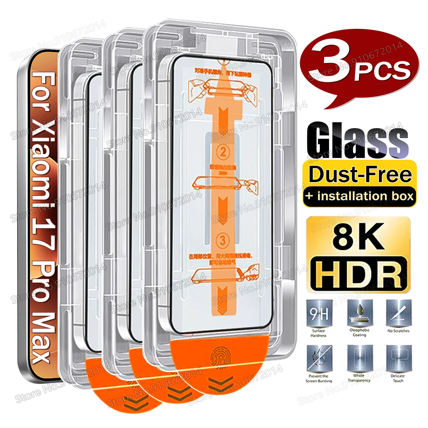 3PCS Fingerprint Unlock Dust Free Glass For Xiaomi 17 Pro Max 14 15T ...