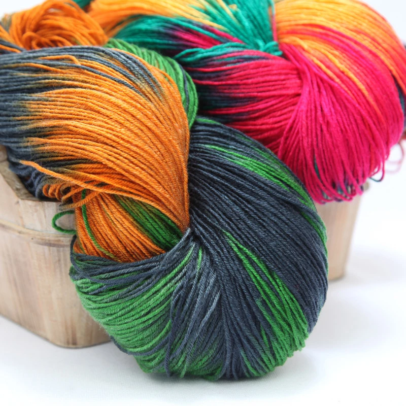 50g / Piece Rainbow Section Ecological Dyeing Yarn 4-strand Wool DIY ...