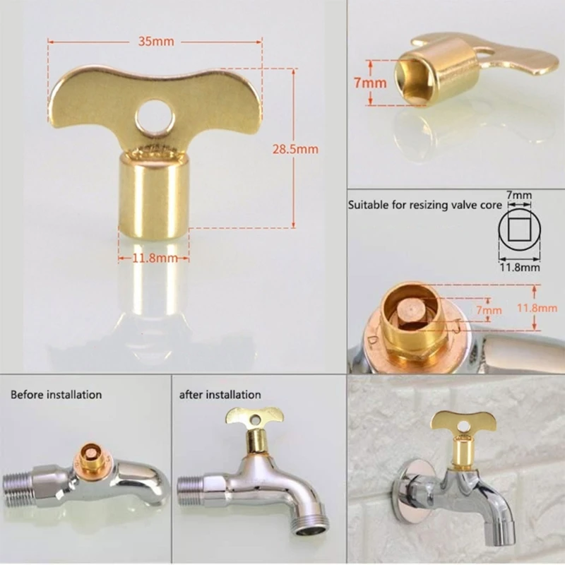 Square-Socket-Brass-Radiator-Keys-Plumbing-Bleeding-Key-Water-Tap-Key ...