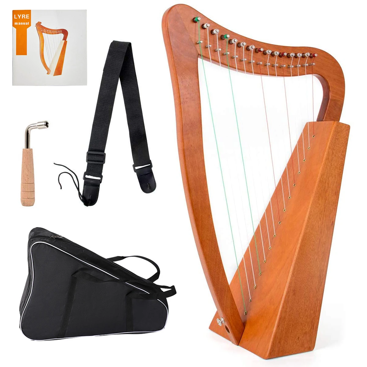 19 String Lyre Piano Solid Wooden High Quality Harp Portable Musical ...