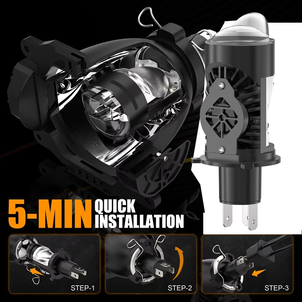 H4 Bi LED Projector Lens LED Car Headlight Bulb 4000000LM 2500W CANBUS ...