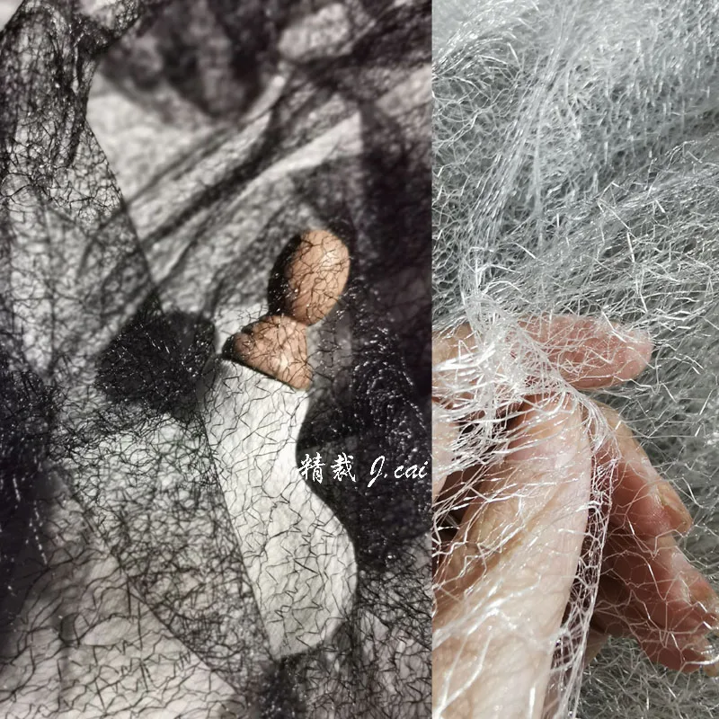 Designer-Fabric-Original-Irregular-Hollow-Mesh-Black-Textured-Mesh ...