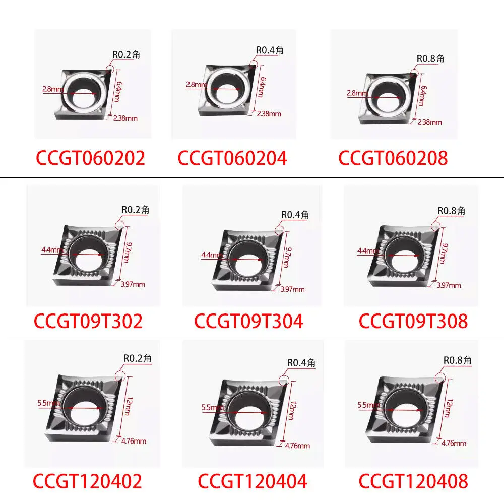 10pcs-CCGT06-CCGT09-CCGT12-Carbide-Aluminum-Inserts-CCGT-turning-Tools ...