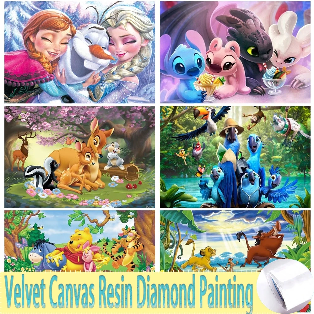 Disney-Velvet-Canva-Resin-Diamond-Painting-Cartoon-Lilo-And-Dot-5d-Diy ...