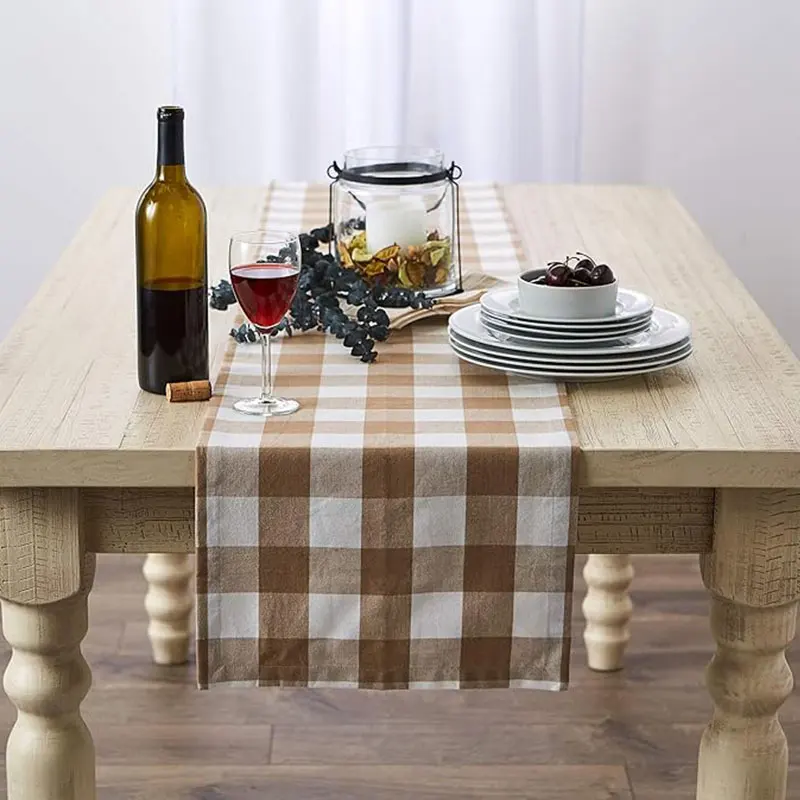 Polyeste-Check-Table-Runner-Red-and-White-Checkered-Tablecover-Family ...