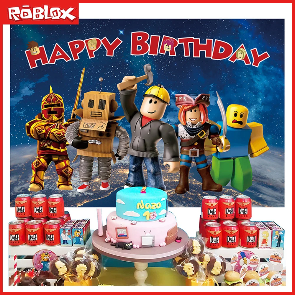 Roblox-Game-Cartoon-Cartoon-Birthday-Banner-Background-Cloth-Sandbox ...
