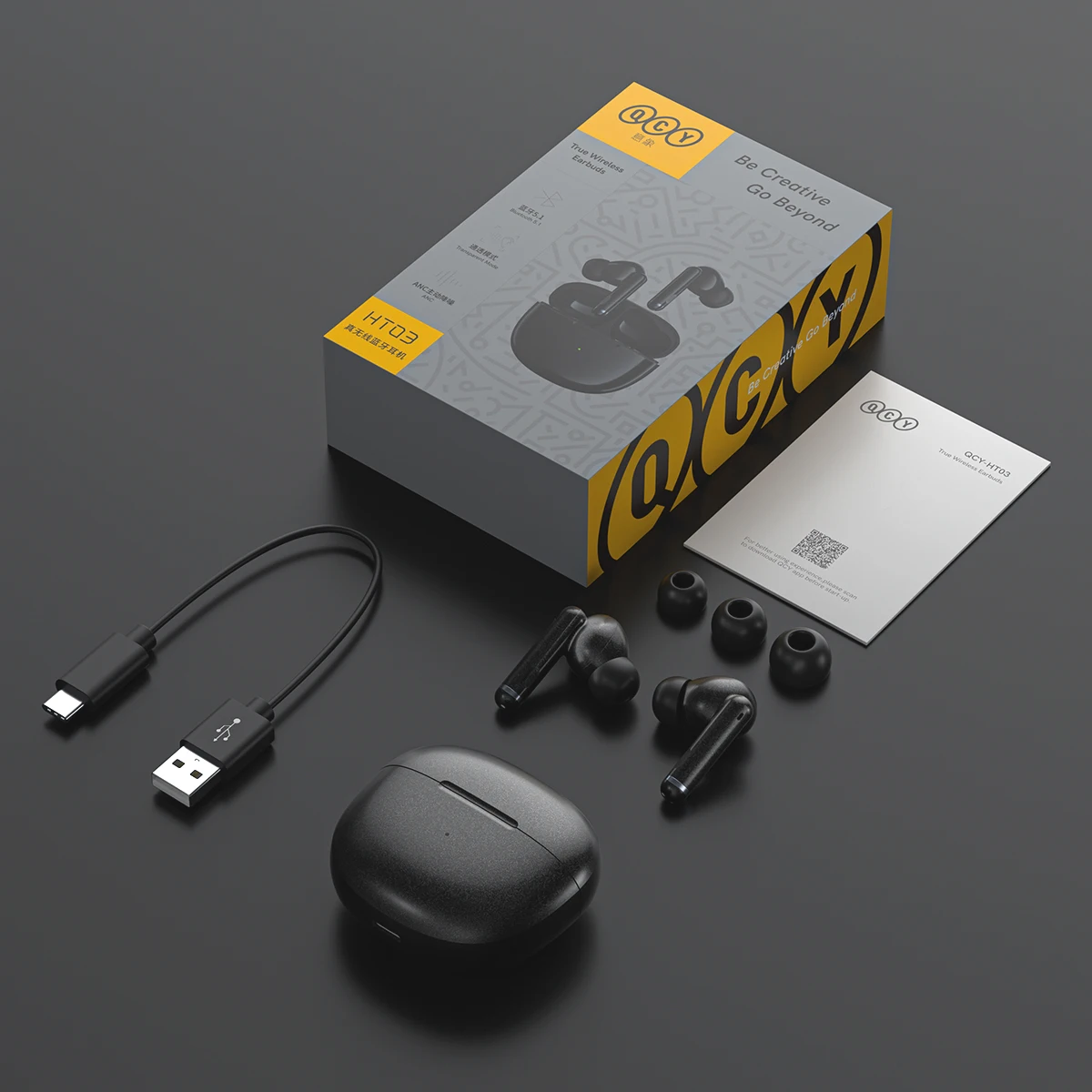 QCY HT03 TWS ANC Fone Bluetooth Earphones Noise Canceling Wireless ...