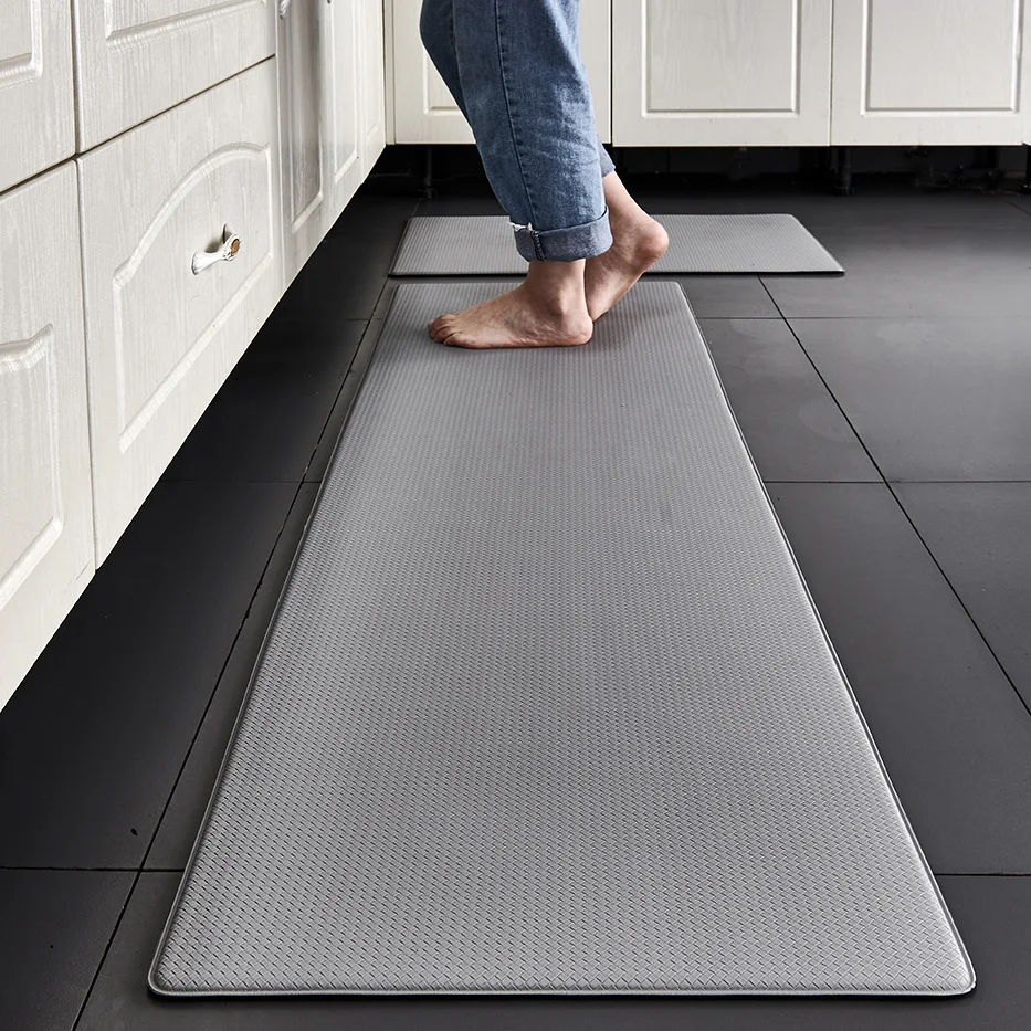 PVC Washable Kitchen Mat Gray Vinyl Non-slip Carpet Waterproof Oilproof ...