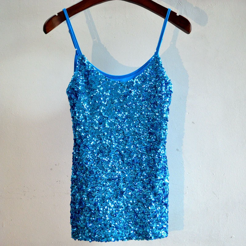 Top Woman Sequin Suspenders | Sequin Halter Neck Top | Multicolor ...