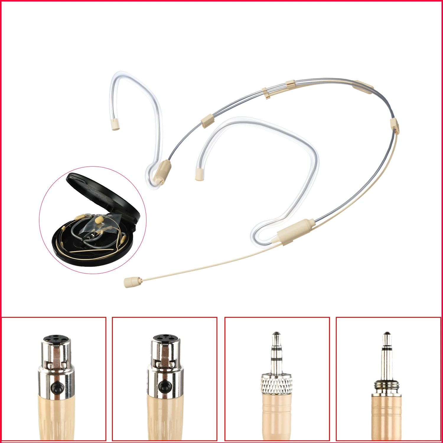 3 Pin 4 PIN Double Earhook Headband Headset Microphone 3.5mm Foldable ...
