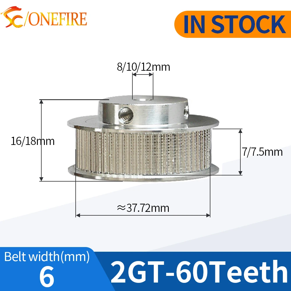 High quality 2pcs GT2 60teeth Timing Pulley GT2 60 teeth bore 8mm 10mm ...