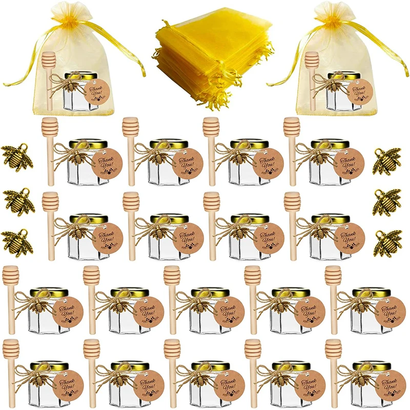 Ensemble-de-mini-pots-miel-hexagonaux-en-verre-avec-couvercle-dor ...