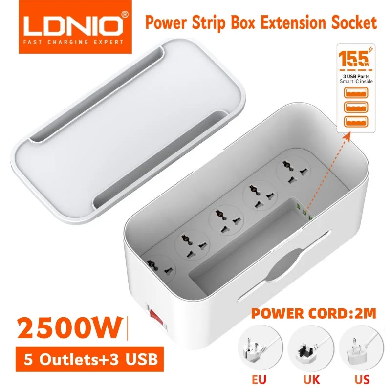 LDNIO-Power-Strip-Organizer-Extension-Cord-Electrical-Socket-Plug ...