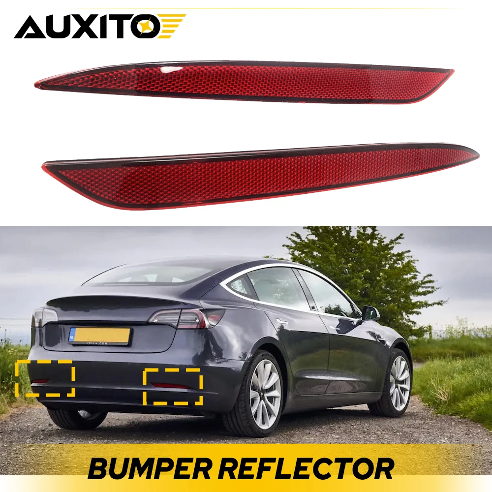 AUXITO-2Pcs-Car-Back-Rear-Bumper-Reflector-Light-Case-for-Tesla-Model-3 ...