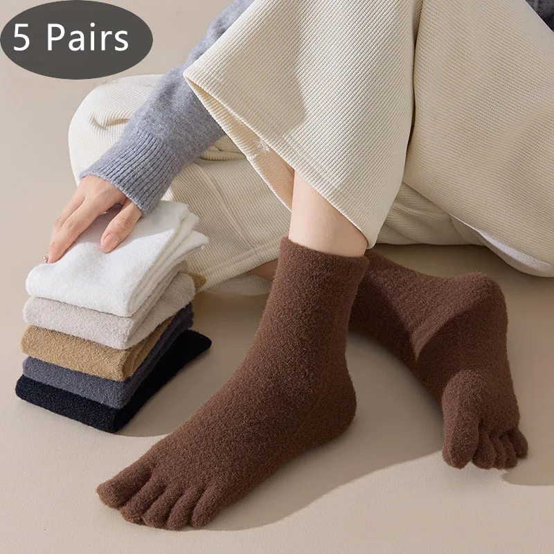 5-Pairs-Winter-Toe-Socks-Short-Man-Thick-Solid-Keep-Warm-Elastic ...