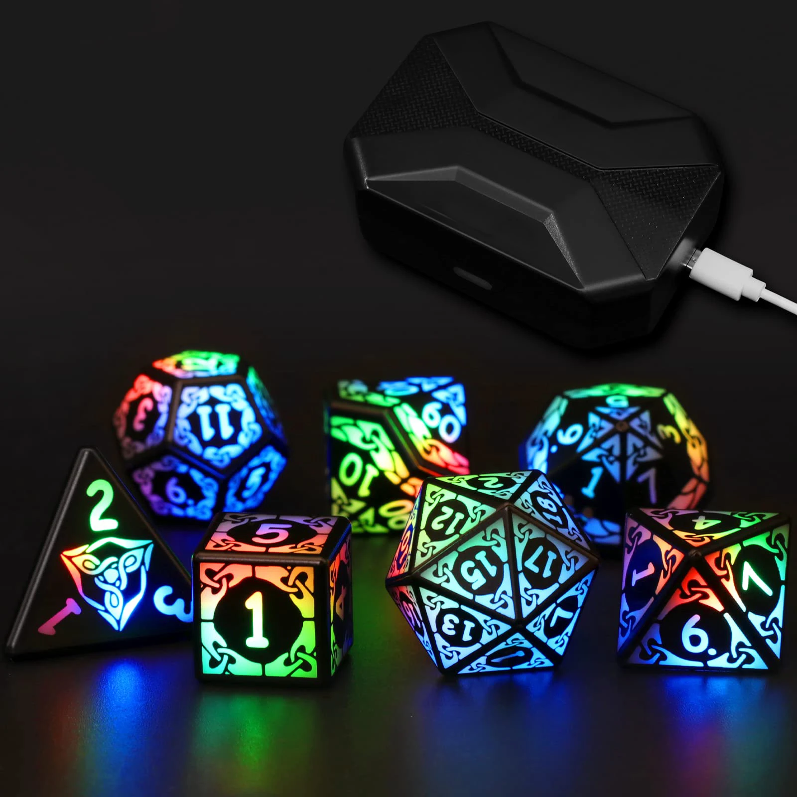 LED-Dice-Set-para-D-D-Table-Games-DND-Dice-Shake-to-Light-Up-Dados ...