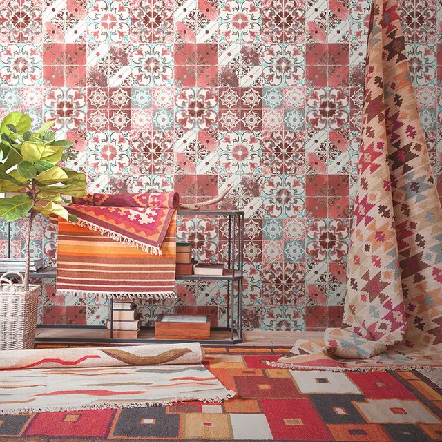 Etnikai Stílusú Kerámia Csempe Minta Háttérkép Bohém Marokkói Nappali ...