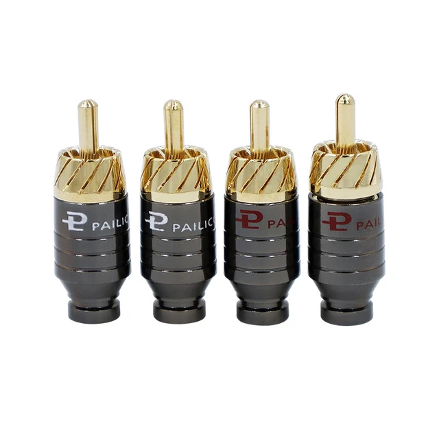 4Pcs Luxury Soldering RCA Plug Jack Connector Speaker Audio Output/Input Adapter Plug Gold ...