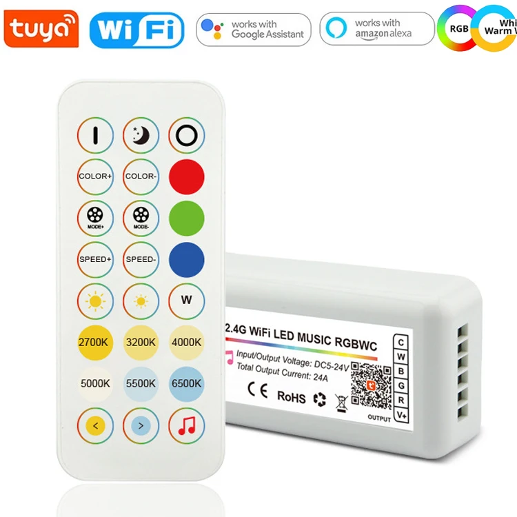 Tuya Wifi LED Light Wireless Controller DC5V 24V CCT/RGB/RGBW/RGBCW ...