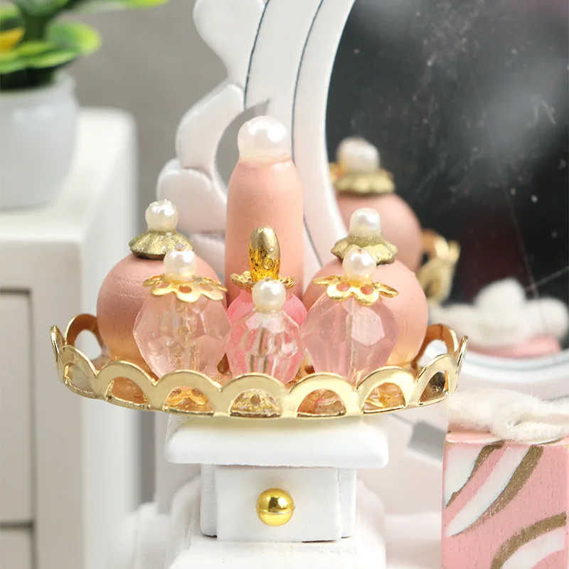 1PC 1:12 Scale Pink Perfume Tray Miniature Furniture Fabric Model Mini ...