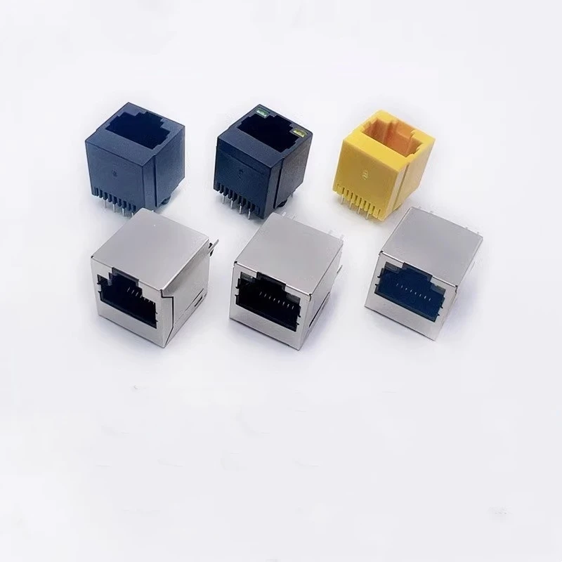 5PCS RJ45 network port 5224-8P8C vertical all-plastic yellow/black/with ...