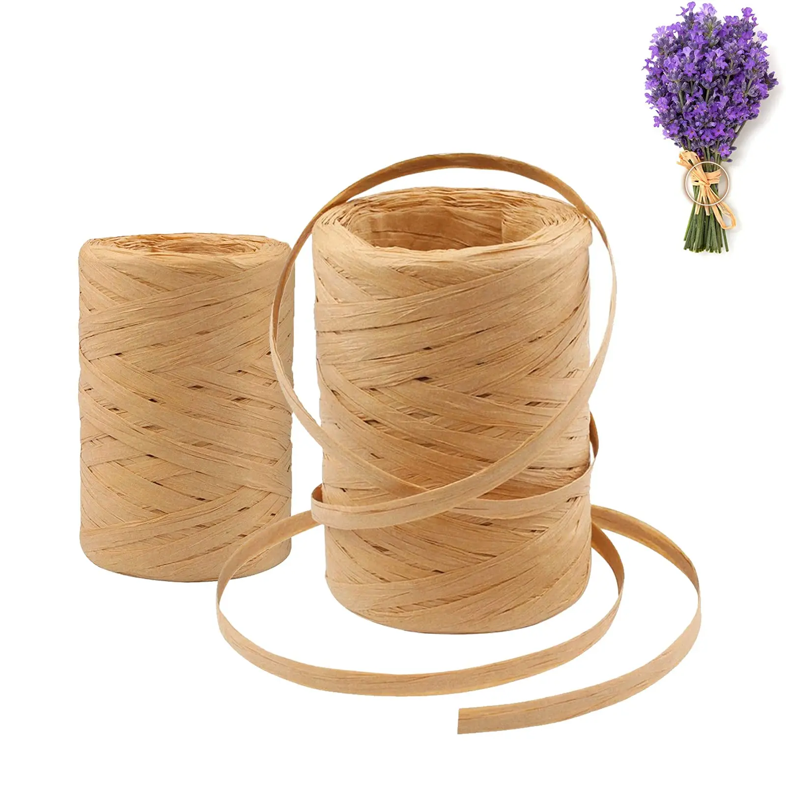 200/400M Raffia Gift Packing Paper Ribbon Natural Wrapping Paper Twine ...