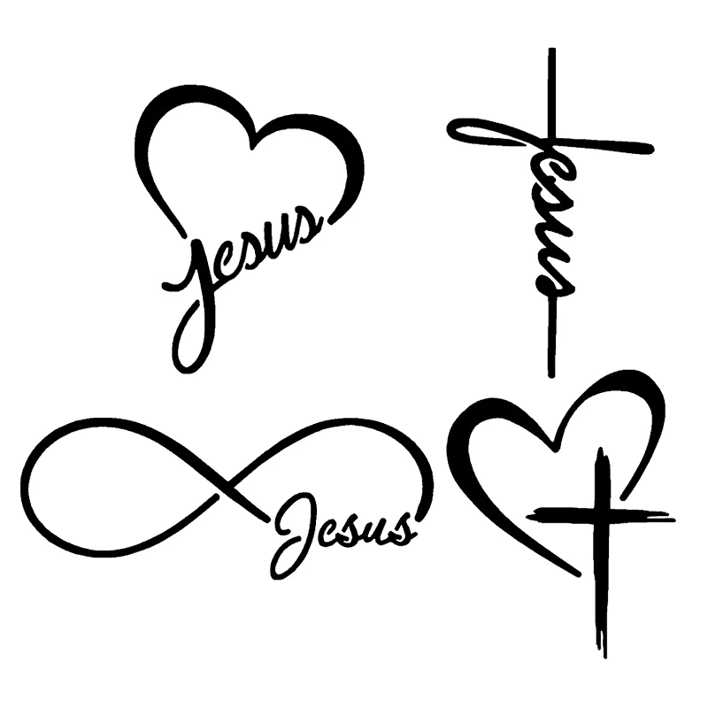 22024-Decals-4-Pack-Jesus-Heart-Jesus-Cross-Jesus-Infinity-Cross-Heart ...
