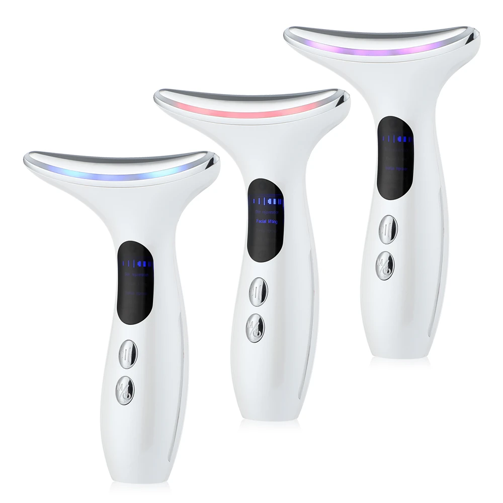 Appareil de Beauté EMS pour le Visage et le Cou, Accessoire à Micro Courant avec Photon LED ...