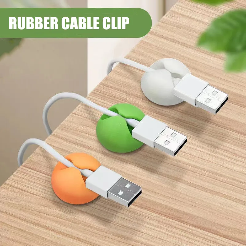 Rubber-Silicone-Cable-Clip-Desk-Tidy-Organiser-Wire-Cord-Lead-USB ...