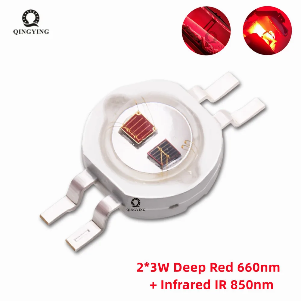 5-50pcs-2-3W-Deep-Red-660nm-Infrared-IR-850nm-LED-Double-Chip-SMD-Diode ...