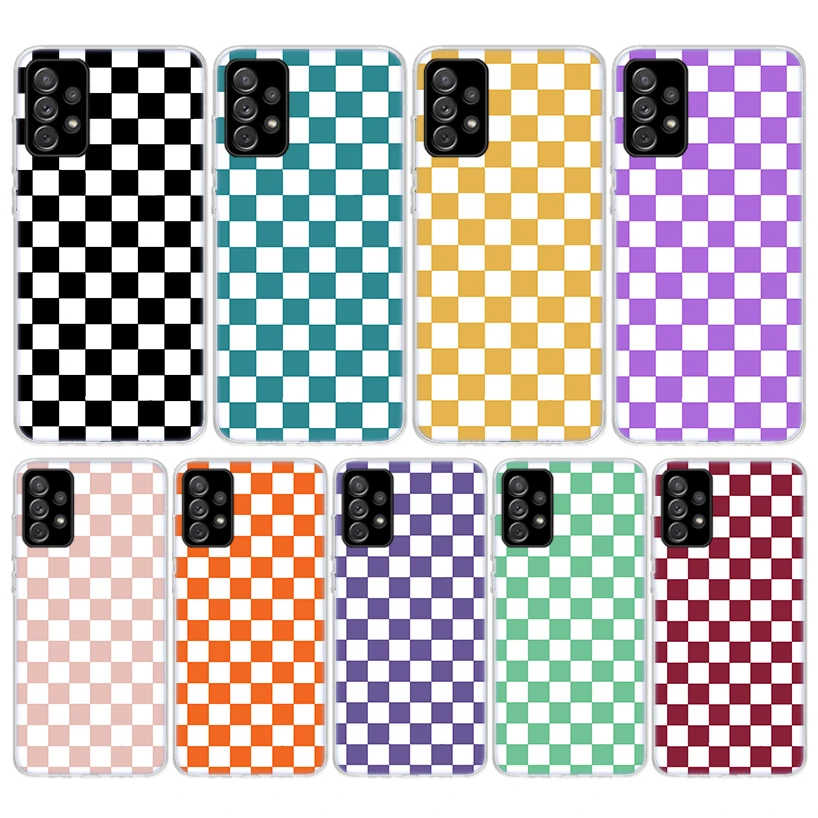 Retro Classic Chess Board Grid Phone Case For Samsung Galaxy A56 A55 ...