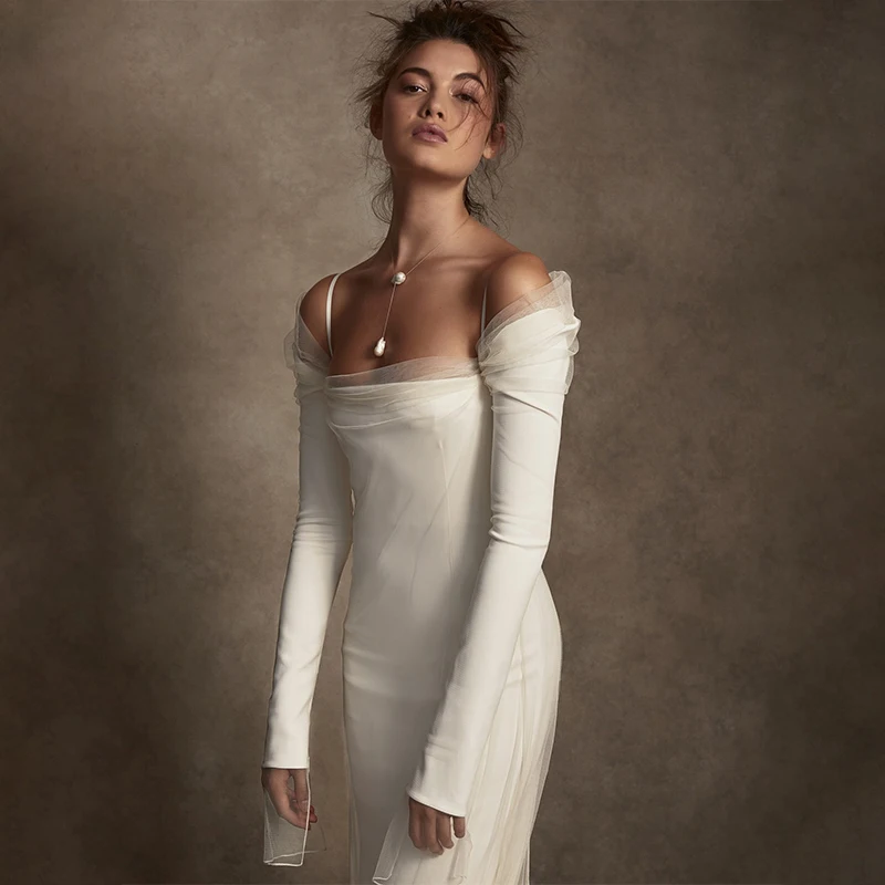 Sexy-Long-Sleeves-Boat-Neck-Sheath-Cloum-Wedding-Dresses-Formal-Bride ...