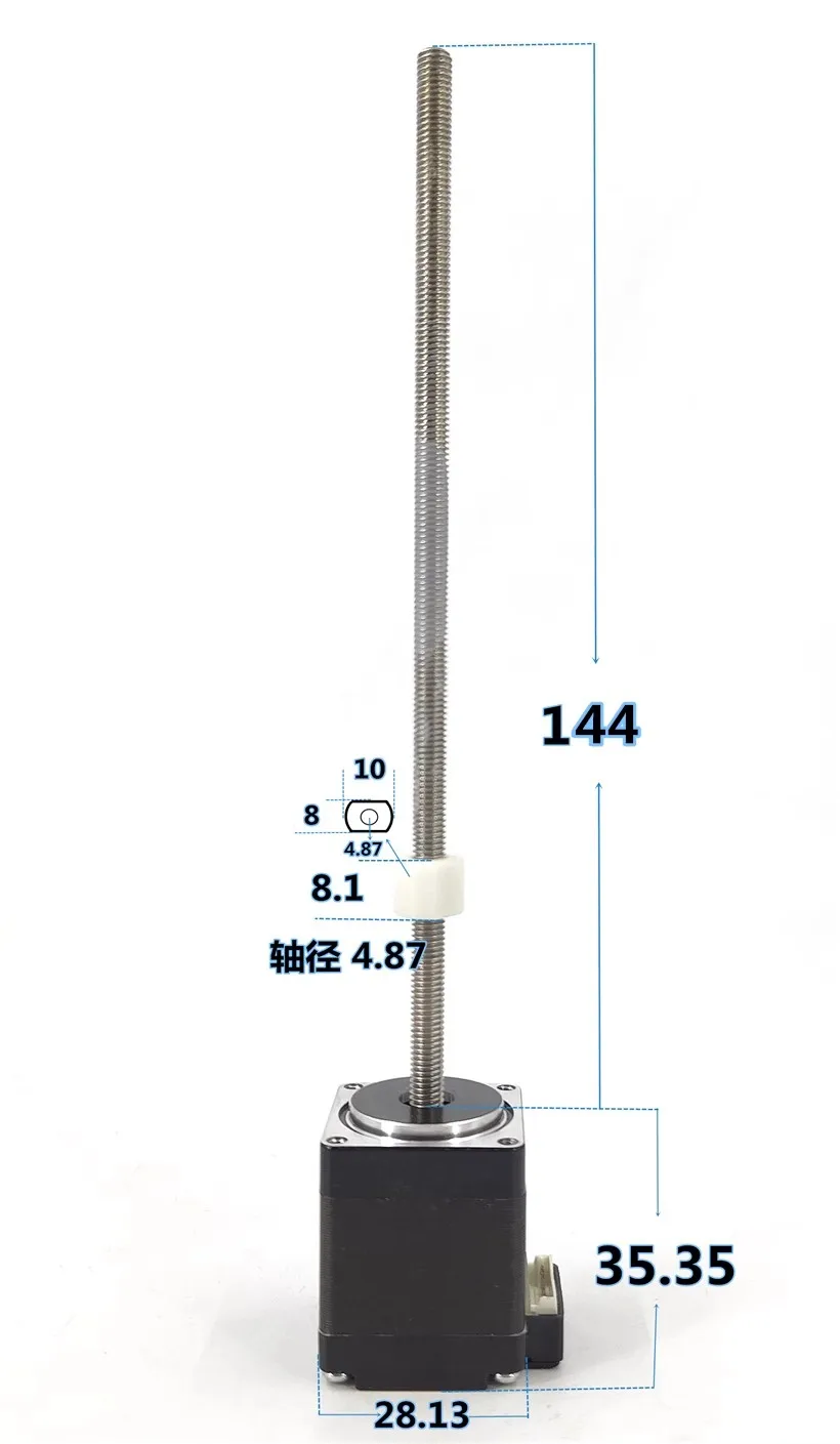 2-Phase 4-Wire 28 Screw Stepper Motor – 144mm Precision Motion Motor ...