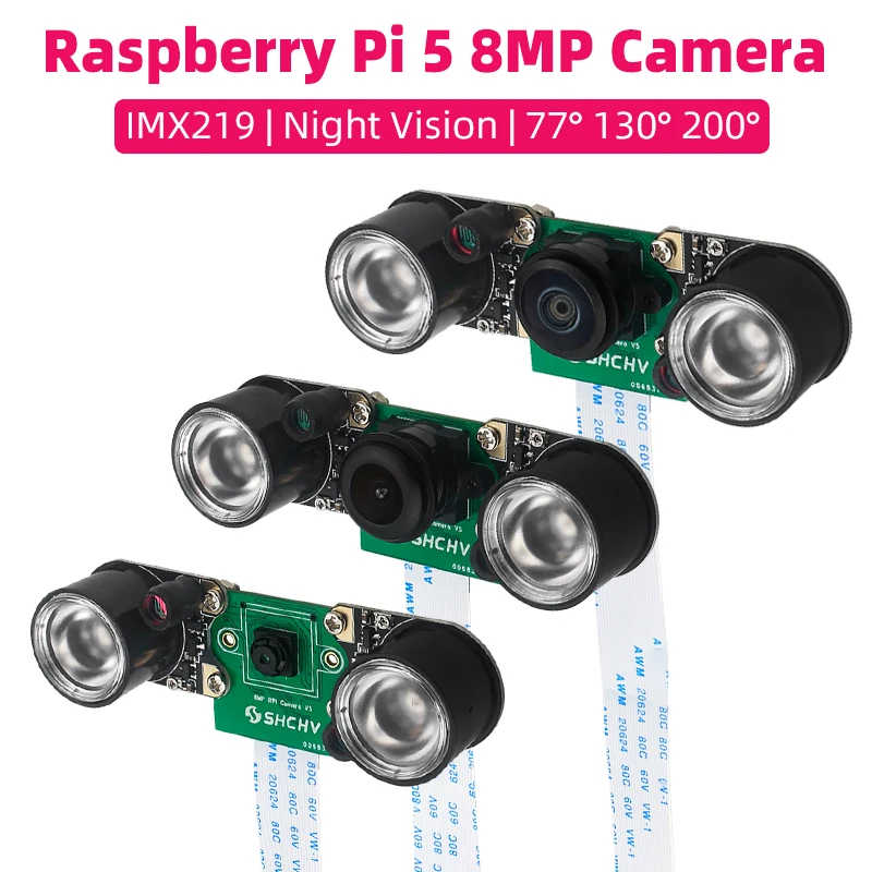 Raspberry Pi 5 8MP Camera Night Vision IMX219 77° 130° 200° FOV Fisheye ...