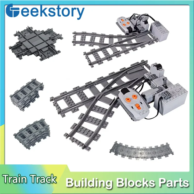 City Trains Tracks Building Blocks Soft Straight/Curved Cross RC Track ...
