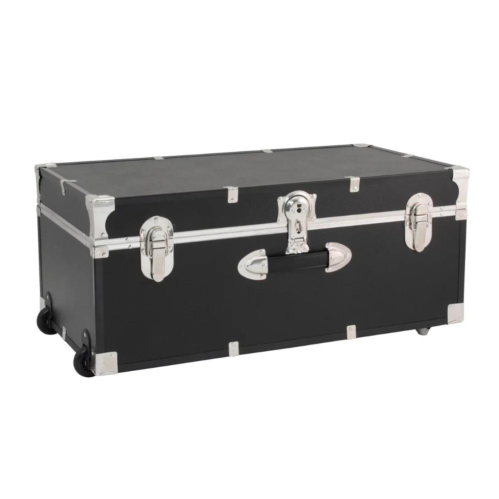 30" Trunk with Wheels & Lock, Wood Storage Container for Adults ...