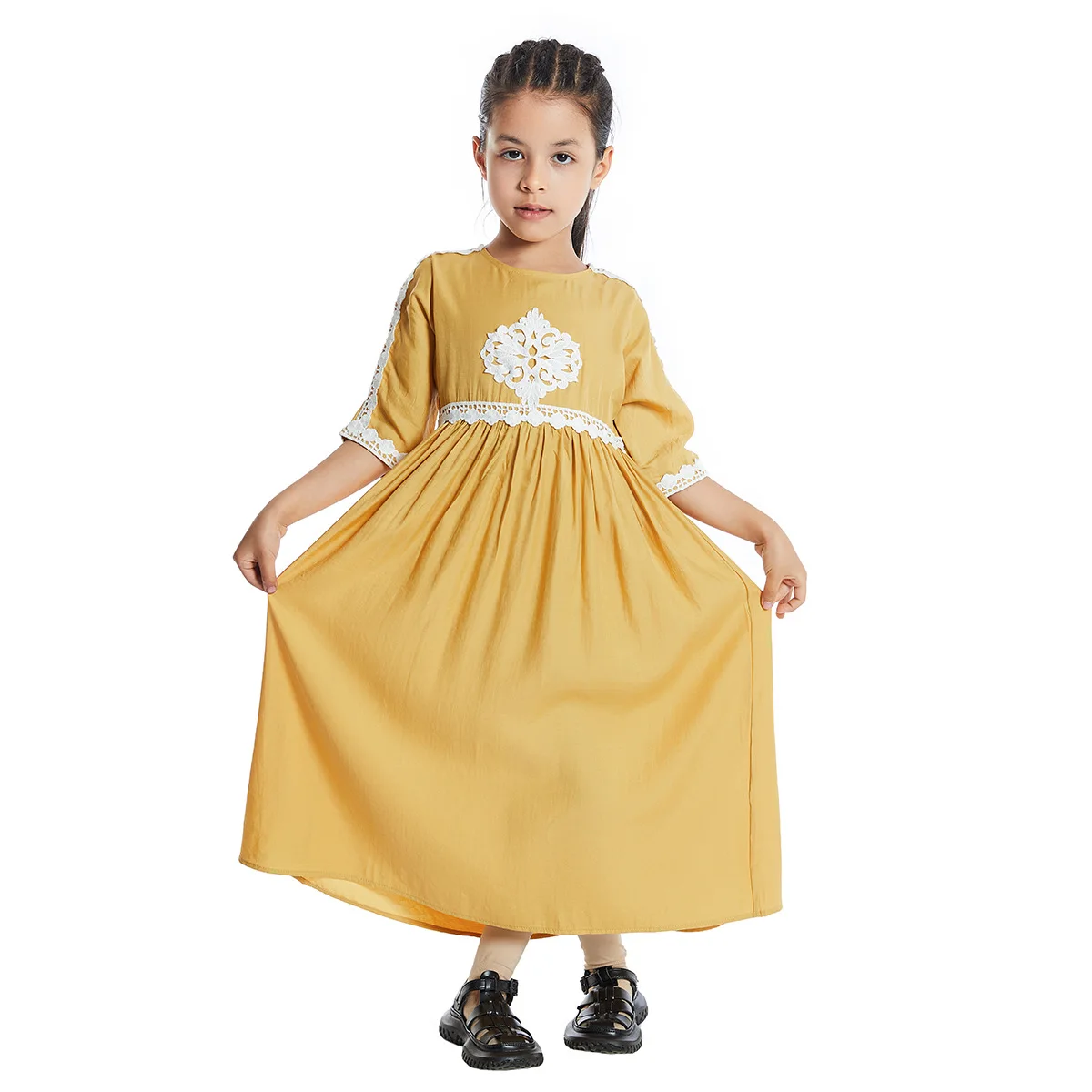 Girls-Mid-to-Big-Summer-Dress-Southeast-Asian-Cross-border-Lace-Round ...