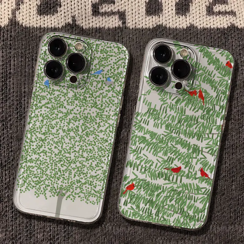 Super Cute Leafage Bird Phone Case For iPhone 16 15 14 13 12 11 Pro Max ...